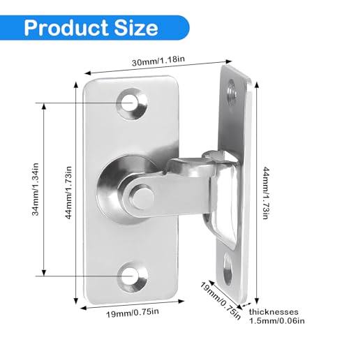 TPBSITNS 2PCS 90 Degree Sliding Door Lock, Stainless Steel Right Angle ...