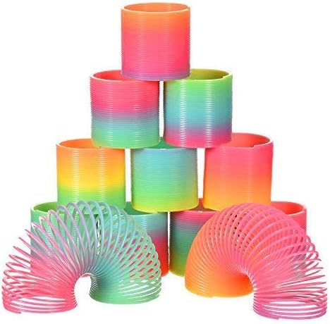 12 x LARGE Rainbow Springs Plastic Magic Slinky Spring Toy Kids Party ...