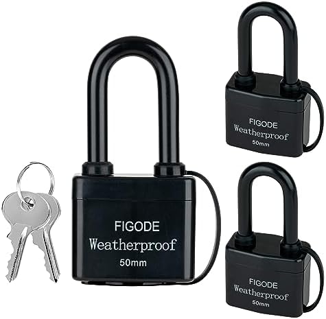 FIGODE® Outdoor Waterproof Padlocks, Covered Heavy Duty Laminated Steel ...