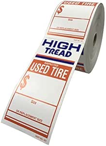 Amazon.com: High Tread Used Tire Label - Actual Label Size 3"X6 ...