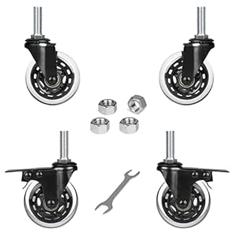 Hirate 3" Industrial Castors,1/2"-13 x 1.5" Threaded Stem Swivel Dual ...