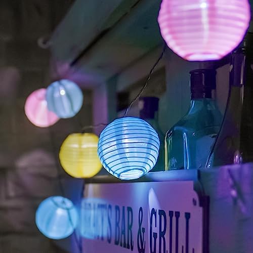 Festive Lights - 2.7m Solar Pastel Chinese Lantern String Lights with ...