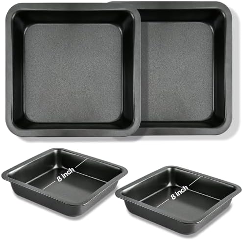 Amazon.com: Lainballow 4 Pcs 8x8 Square Cake Pan, Carbon Steel Brownie ...