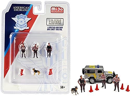 Amazon.com: "Police" 8 piece Diecast Set (3 Figurines and 1 Dog and 4 ...