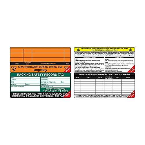 Racking Safety Record Tag Insert, 75x180mm, Pack of 10 : Amazon.co.uk ...