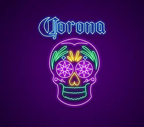 Amazon.com : 36" VIVID SIGN New Corona Skull Beer Cute Super Bright ...
