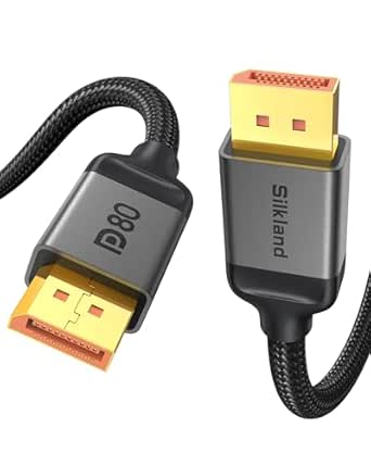 Silkland 80Gbps DisplayPort 2.1 Cable 3M, UHBR20 8K@240Hz, 4K@960Hz ...