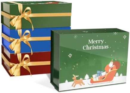 Amazon.com: NOVELTYBOXUSA Christmas Gift Boxes with Lids 9.5x7x3.5 ...