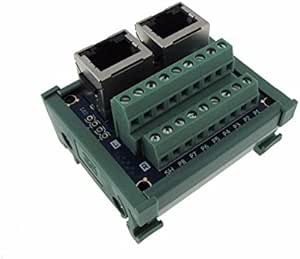 Dual RJ45 Ethernet Connector Breakout Board w/LED 180 Vertical Din Rail ...