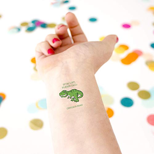 Amazon.com: Personalized Child Safety Dinosaur Temporary Tattoos ...