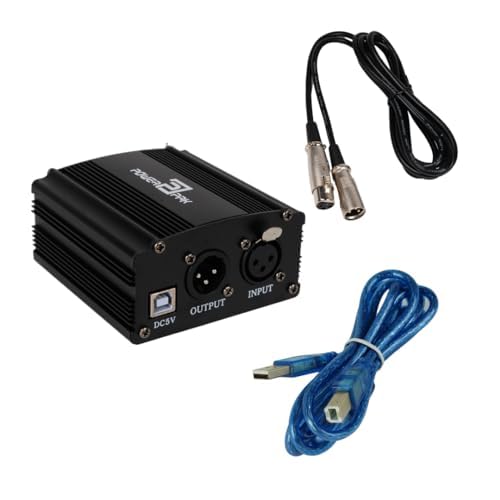 Powerpak 48V Phantom Power Supply with USB Cable & XLR Cable for Any ...