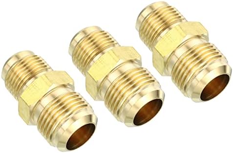 PATIKIL 3/8"Male x 1/2" Male Brass Flare Union Connector, 2 Pcs Gas ...