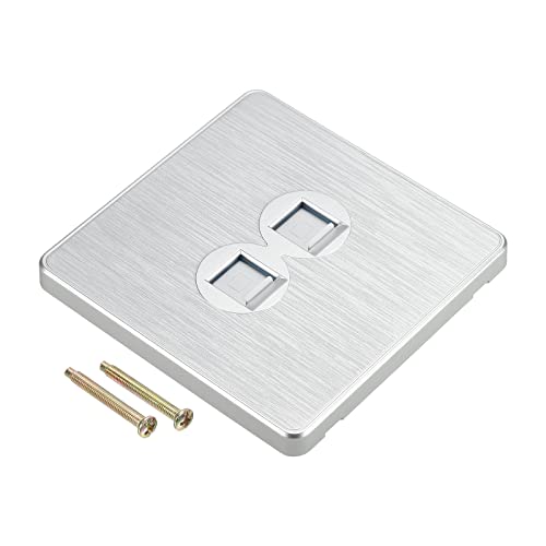 PATIKIL Ethernet Socket Dual Port RJ45 CAT6 Wall Plate Silver Tone for ...