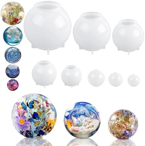 Amazon.com: SHOSKY 8 PCS Sphere Silicone Resin Mold, Upgraded One-Piece ...