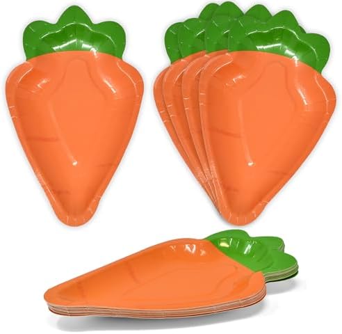 Amazon.com: Gift Boutique 24 Easter Carrot Paper Plates 8.8" x 5.5 ...