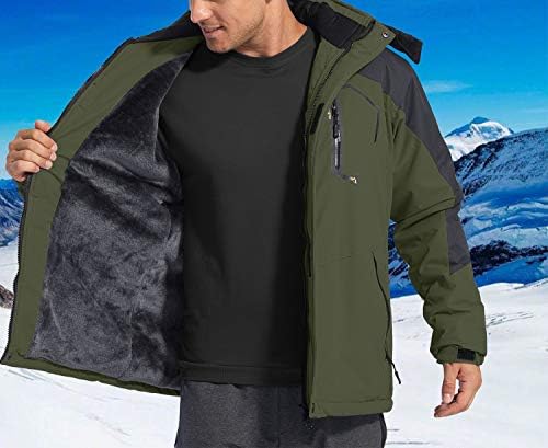 KEFITEVD Men's Waterproof Fleece Jackets Winter Warm Ski Raincoats ...