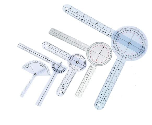 BI - SET OF 5 PCS PLASTIC GONIOMETER : 360 DEGREE : 12", 8" & 6" LONG ...