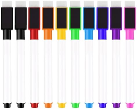 Annvchi Whiteboard Markers, Pack of 10 Magnetic Whiteboard Pens, 9 ...