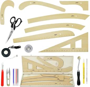 FDM 7 Piece Wooden Fashion Drawing Ruler Curved and Straight Ruler ...
