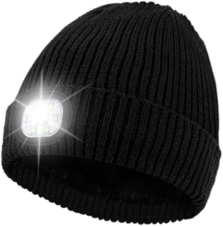 LED Lighted Beanie Hat with USB Rechargeable for Men and Women, Head ...
