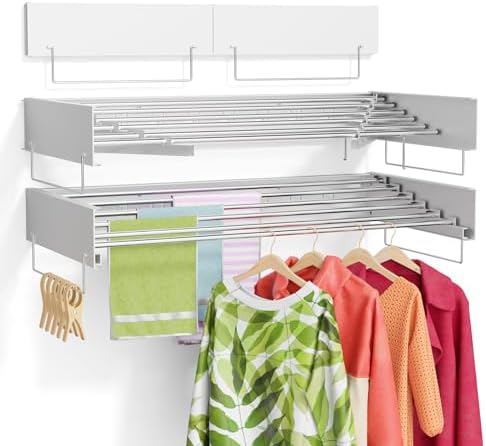Smartsome | Wall Mounted | Clothes Drying Rack | 30" Wide | 20 Linear ...