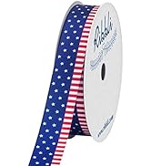 Amazon.com: Ribbli Patriotic Ribbon Wired Navy with White Star 1-1/2 ...