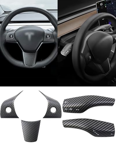 Amazon.com: KKTR-CAR Real Carbon Fiber Steering Lever Cover, 2pcs 5pcs ...