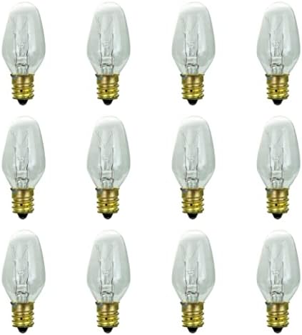 (25 Pack) 7 Watt 120V Candelabra Base Clear Night Light Bulb, 7C7 ...