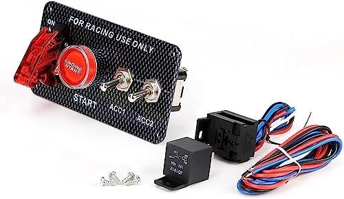 MODAXE 12V Racing Switch Panel Kit 4 in 1 Carbon Fiber Car Ignition ...