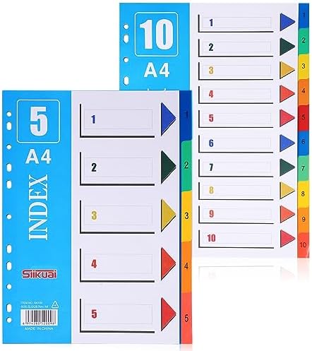 NUOBESTY 2 Sets A4 Plastic File Dividers with Index Paper, Binder ...