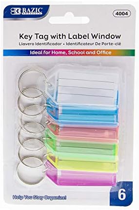 Amazon.com: BAZIC Key Tag Label Window, Assorted Color Tags, Plastic ...