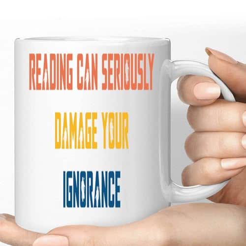 Amazon.com: Inspirational Gift Reading Can Seriously Damage Ignorance - Funny Book Lover with ...