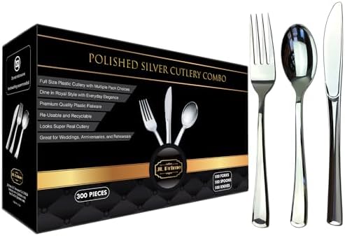 Amazon.com: 400 Plastic Silver Cutlery Set - Disposable Silverware Set ...