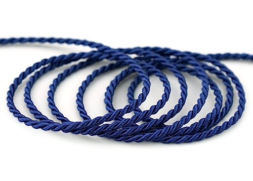 50 m x 2 mm Cord Dark Blue Roll Decorative Twist Cord with Shiny Cord ...