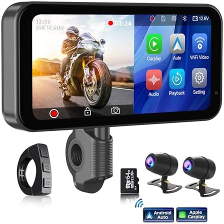 Amazon.com: Motorcycle DVR Dash Cam with Wireless Apple Carplay ...