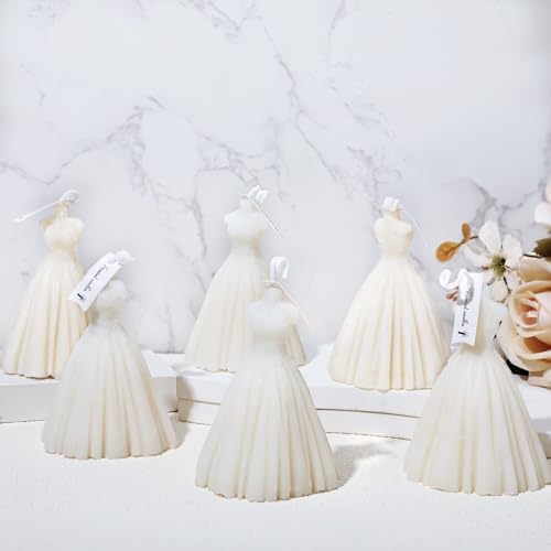 Amazon.com: MTLEE 6 Pack Bridesmaid Wedding Dress Candle White Wedding ...