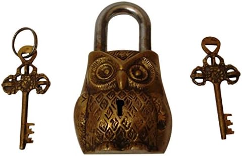 Amazon.com: Brass Blessing Antique Style OWL Type Padlock - Lock with Key - Brass – from (5050 ...