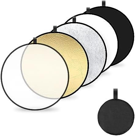 5 in 1 Light Reflector Portable Round Photography Diffuser Collapsible ...