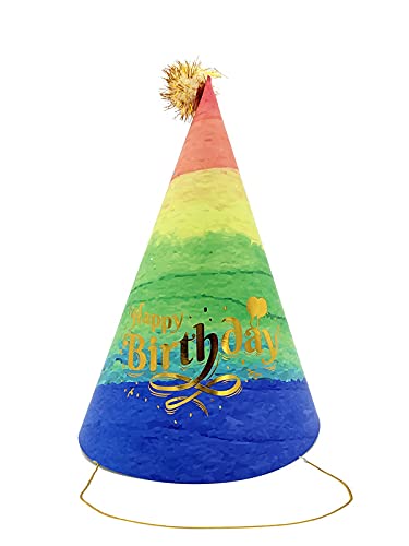 Lalantopparties Birthday Hats Rainbow With Pom Poms, Birthday ...