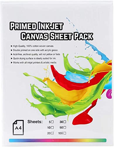 Transfree Printable Canvas Sheet Premium Matte Inkjet Canvas Paper 100% ...