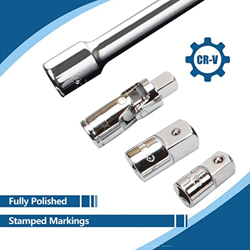 CCLIFE 23-Piece Socket Spanner Extension Set 1/4 Inch 3/8 Inch 1/2 Inch ...