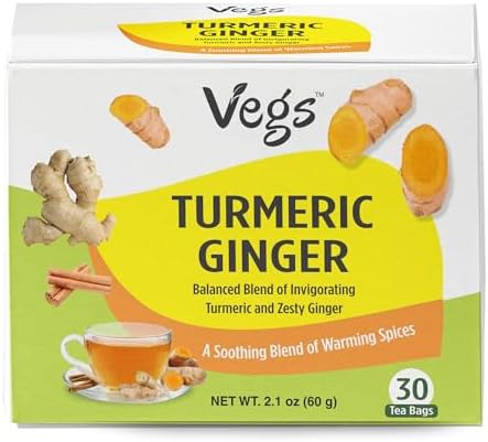 Amazon.com : Vegs Turmeric Ginger Tea Bags - Organic Turmeric & Ginger ...