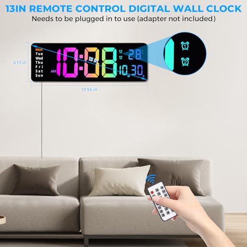 Sukeen Digital Wall Clock, 13″ Digital Clock Wall Clock Digital Alarm ...
