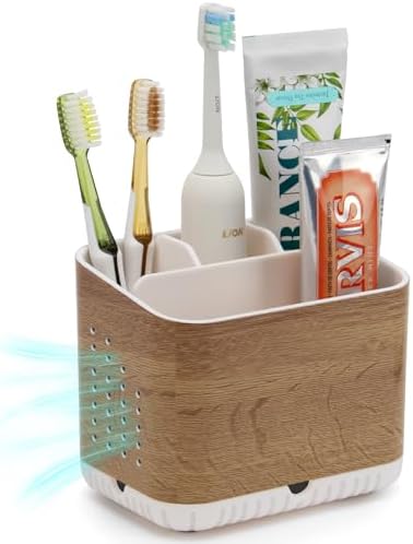 toprance Electric Toothbrush Holder Wood Grain Toothbrush And ...