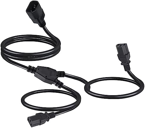 IEC320 Y Splitter extension Cable, 1m Single C14 to Dual C13 short ...