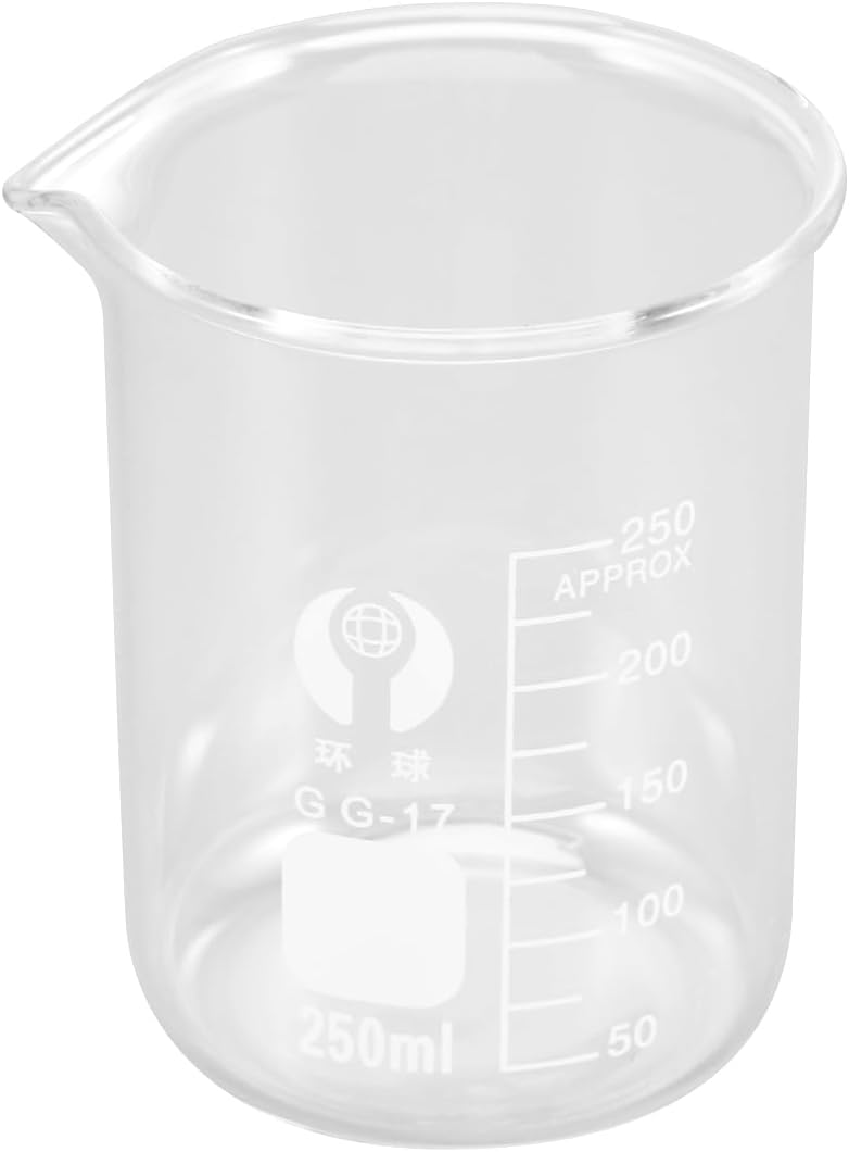 QWORK 5 Pcs Graduated Borosilicate Glass Beaker 5ml 10ml 25ml 50ml 100ml Set for Science Lab ...