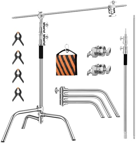Amazon.com : Heavy Duty C Stand 6.9ft/210cm with Holding Arm Sandbag ...