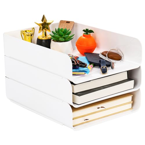 Snapklik.com : 3 Pack Stackable Office Desktop Organizer Tray, 3 Tier ...