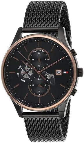 Tommy Hilfiger Multi Zifferblatt Quarz Uhr für Herren mit Schwarzes ...
