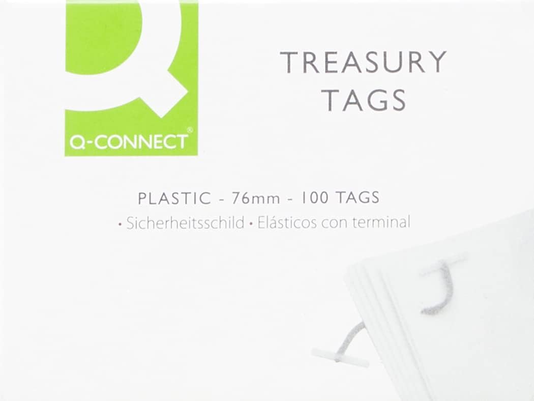 Q Connect 76mm Plastic Ended Treasury Tag (Pack of 100), Green : Amazon ...